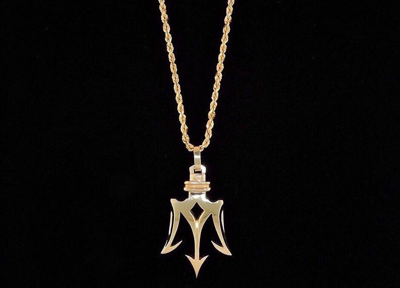 Solid 18k Yellow Gold Trident of Poseidon Pendant Only chain - Etsy