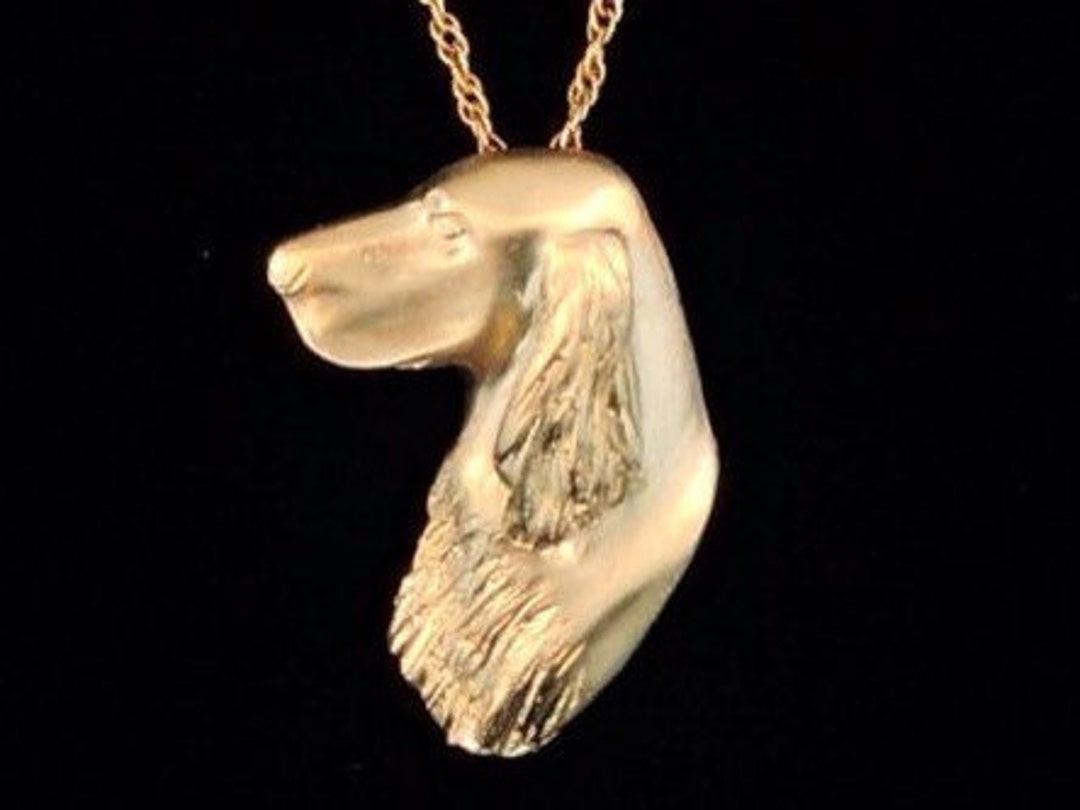 14k Yellow Gold Irish Setter Head Study Pendant or Necklace (optional ...