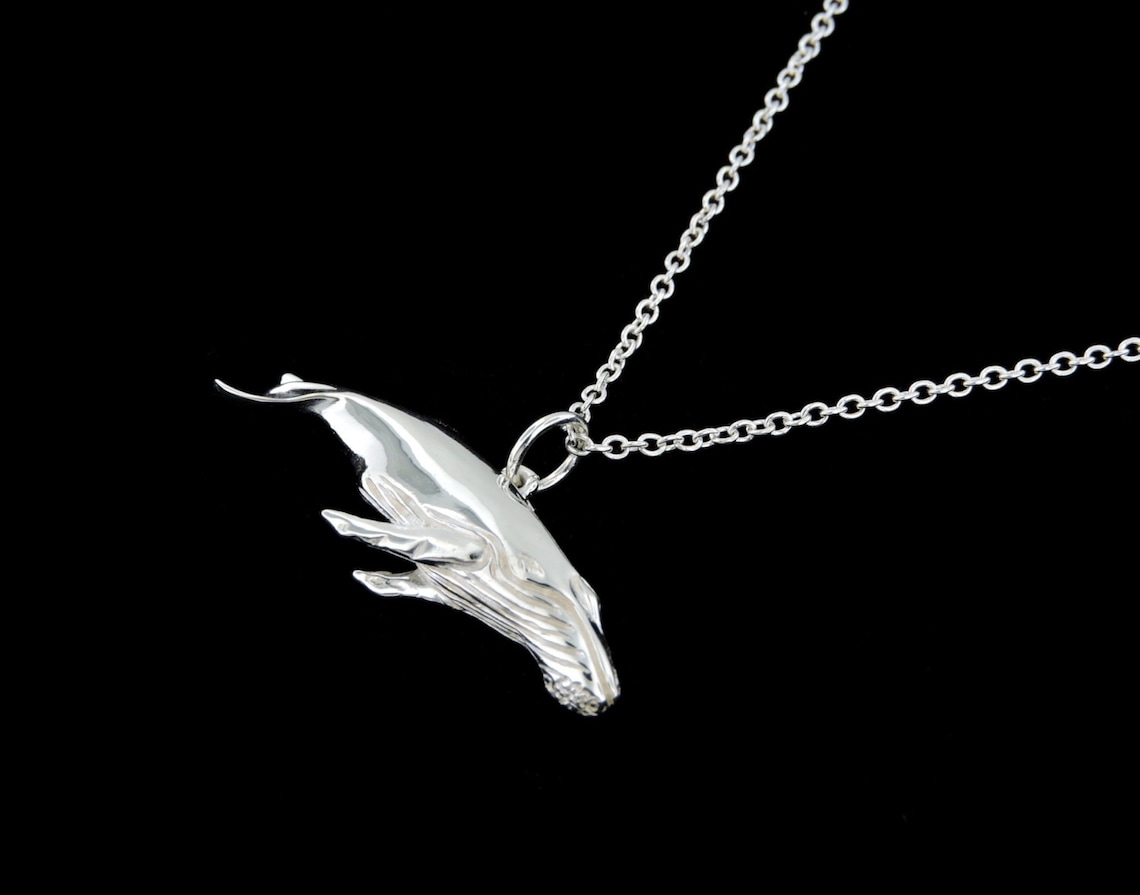 Sterling Silver Polished Humpback Whale Pendant or Necklace (optional ...