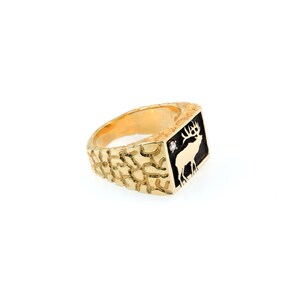 14k Yellow Gold and Diamond Bull Elk Men's Ring - Etsy