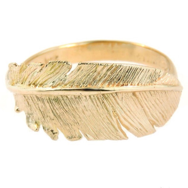 Gold Feather Ring - Etsy UK