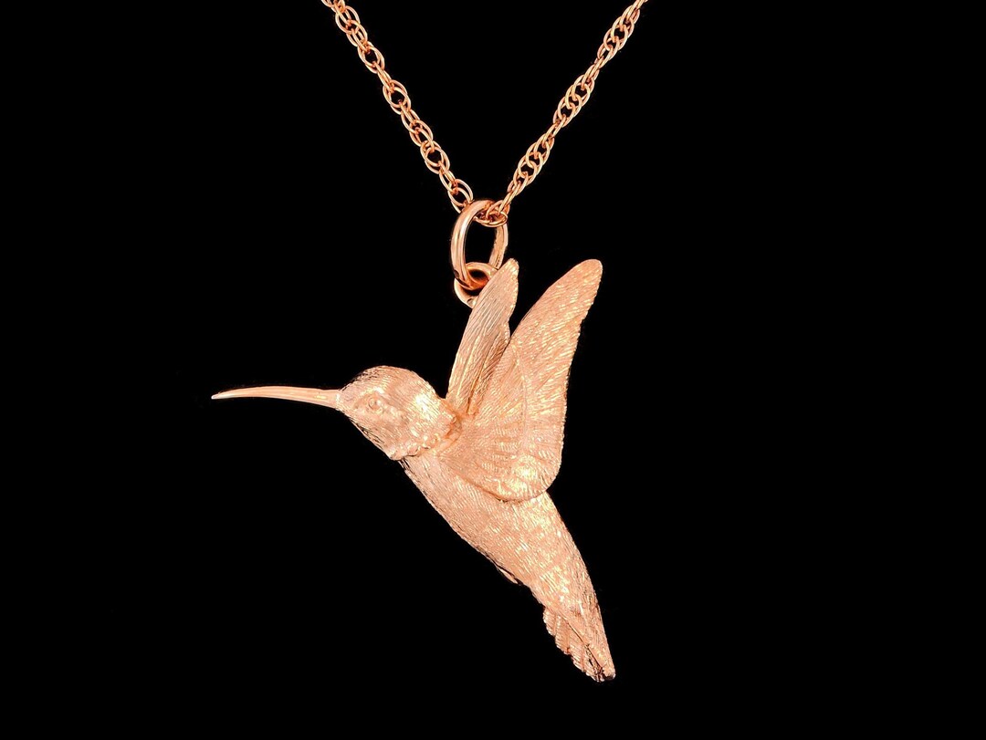 Small 14k Rose Gold Hummingbird Pendant or Necklace (optional Chain) - Etsy