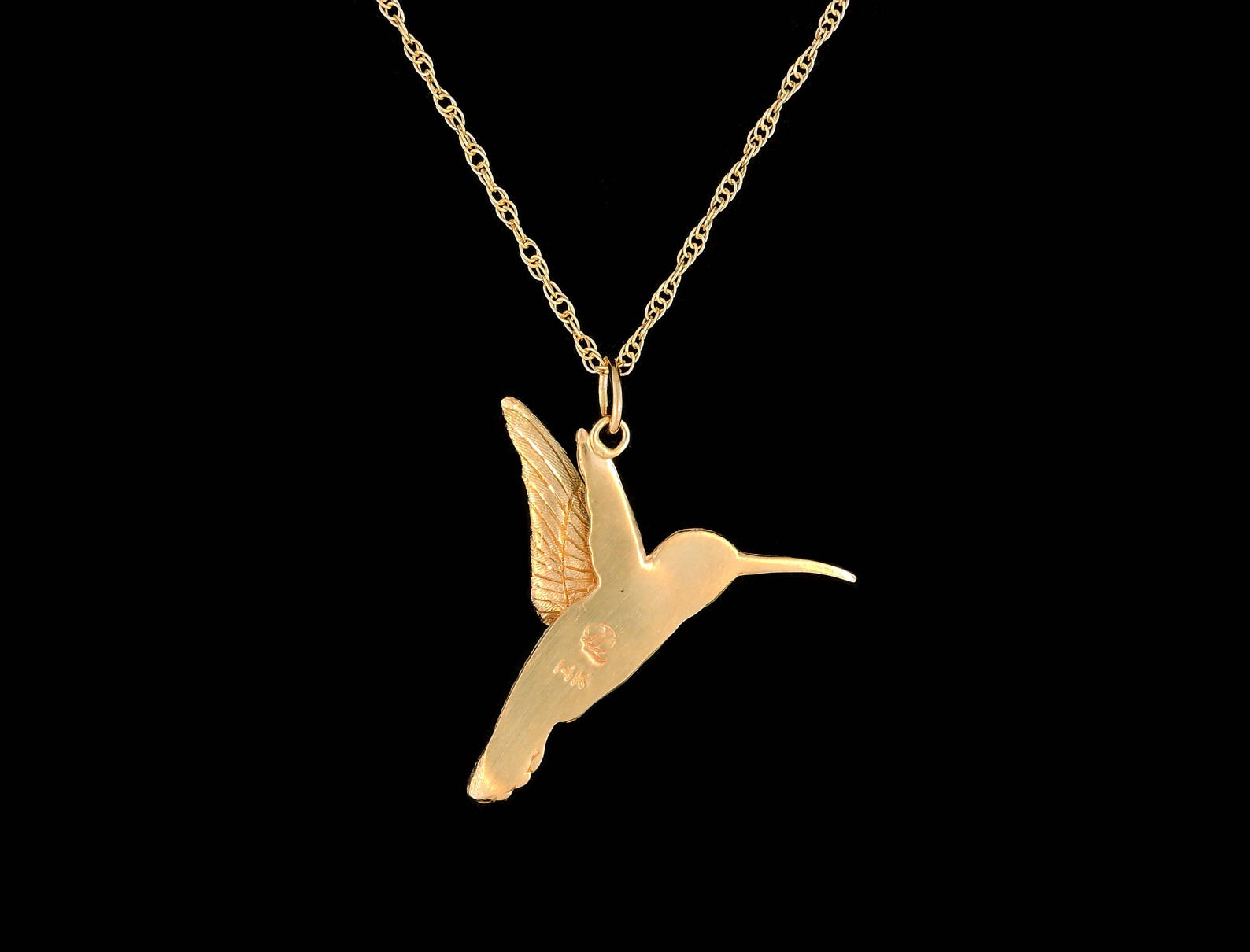 Small 14k Yellow Gold Hummingbird Pendant or Necklace (optional Chain ...