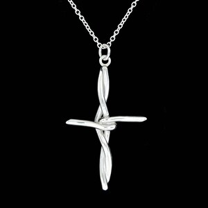 Sterling Silver Barbed Wire Cross Pendant or Necklace (optional Chain ...