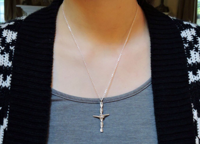 Sterling Silver Barbed Wire Cross Pendant or Necklace (optional Chain ...