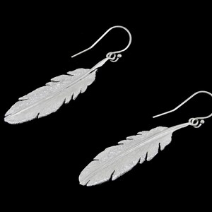 Medium 14k White Gold Raven Feather Dangle Earrings - Etsy