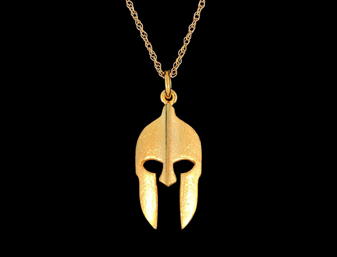 Medium 18K Yellow Gold Spartan Greek Helmet Pendant or Necklace ...