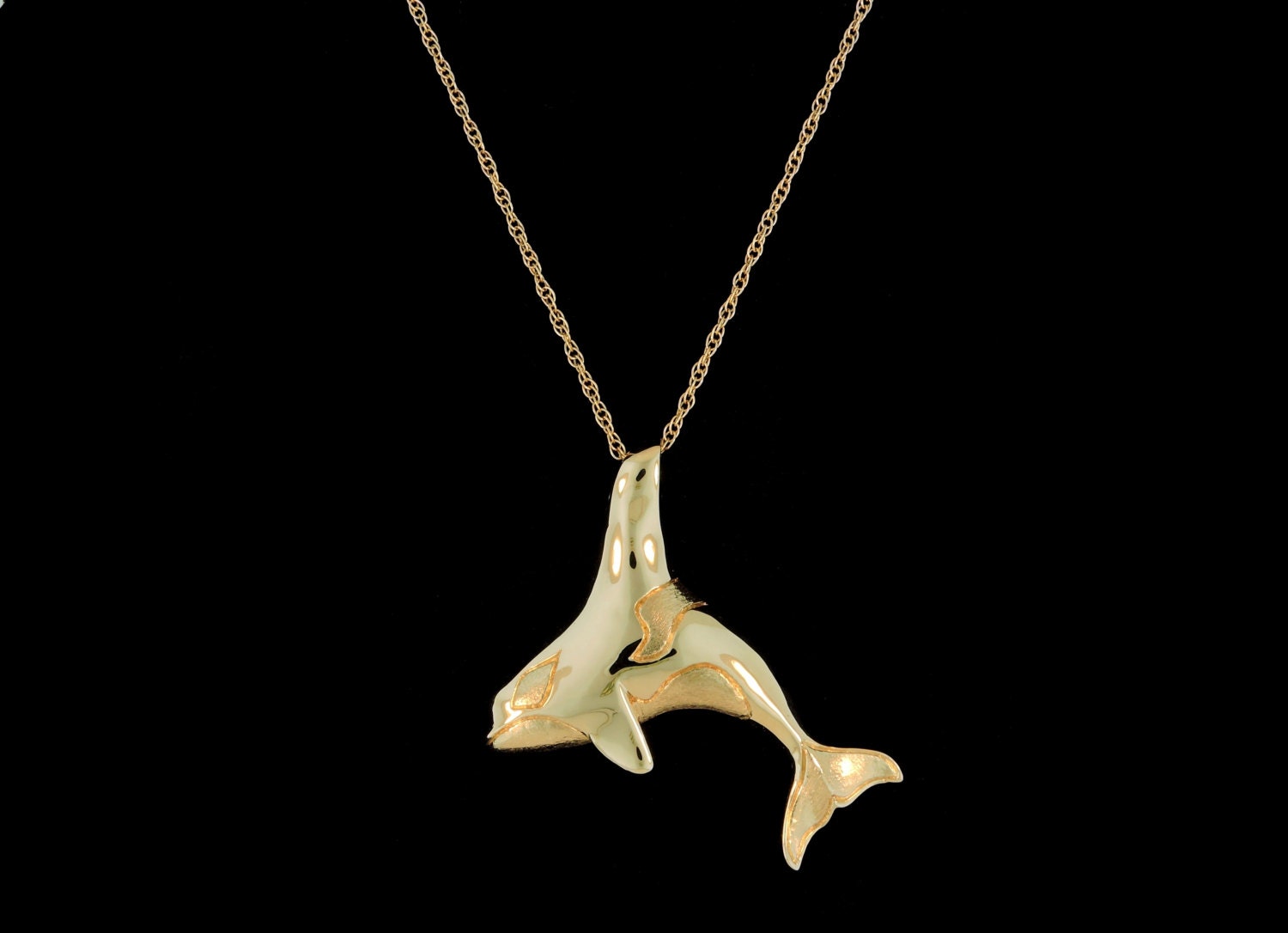 14k Yellow Gold Orca Whale Pendant or Necklace Optional | Etsy