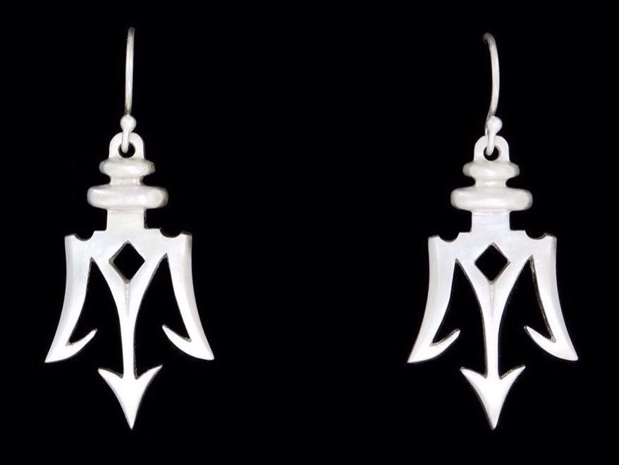 Small Sterling Silver Poseidon's Trident Dangle Earrings | Etsy