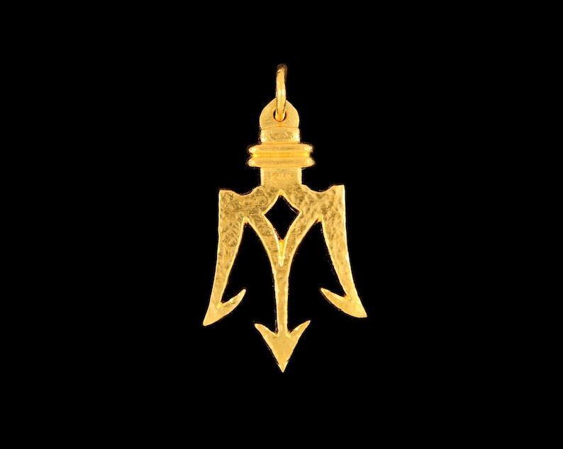 Solid 24k Pure Gold Poseidon's Trident Pendant - Etsy