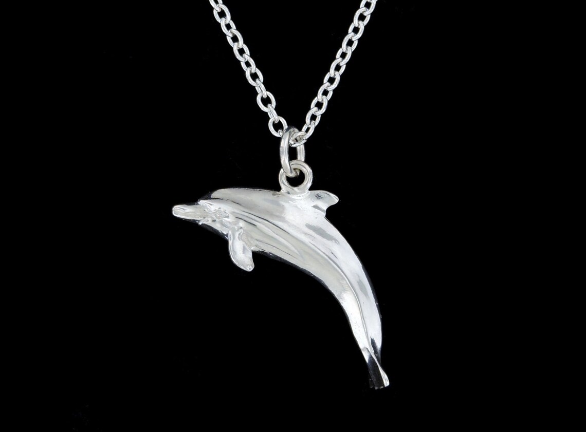 Small Sterling Silver Dolphin Pendant or Necklace (optional Chain) - Etsy