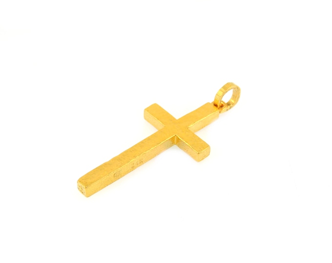 Pure 24k Gold Classic Rugged Cross Pendant - Etsy