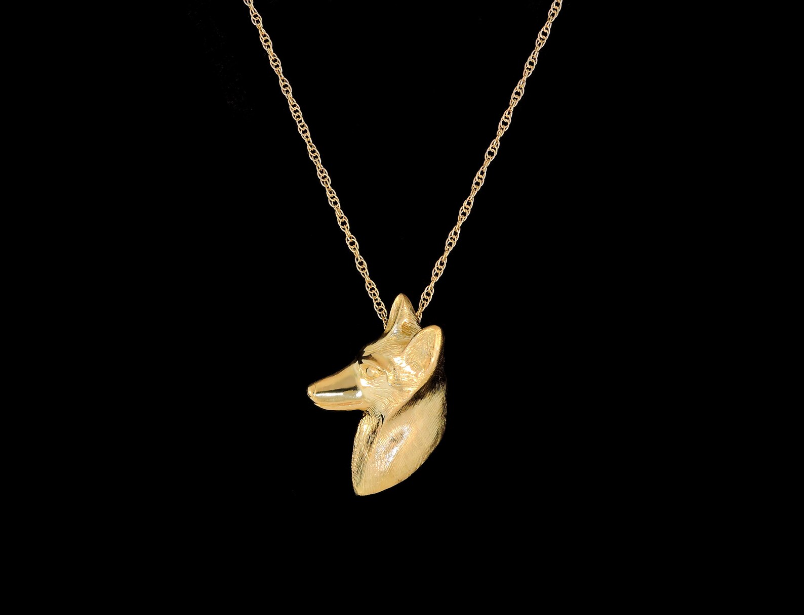 14k Yellow Gold Red Fox Head Study Pendant (optional Chain) - Etsy