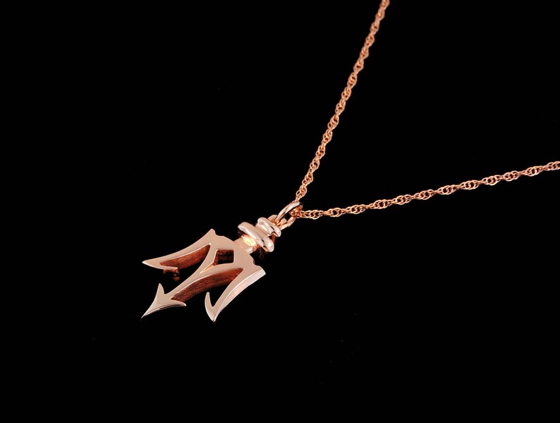 Small 14k Rose Gold Trident of Poseidon Pendant or Necklace - Etsy