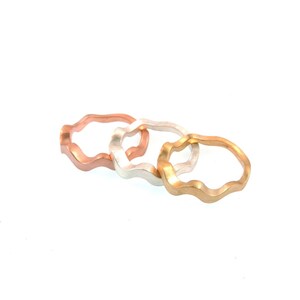 Handmade Wave Winding Stacking Bands in Sterling Silver, 14k Rose Gold ...