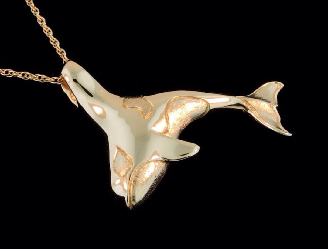 14k Yellow Gold Orca Whale Pendant or Necklace (optional Chain) - Etsy