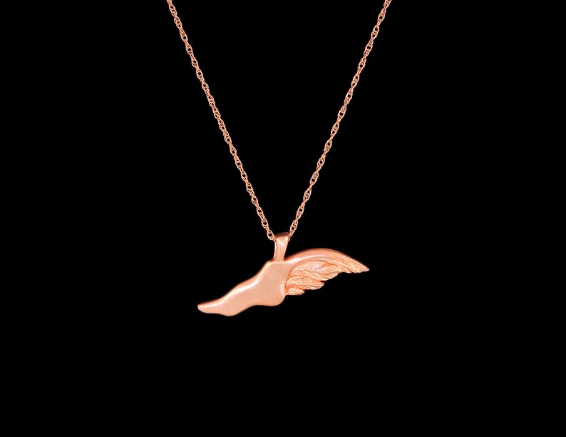 Solid 14k Rose Gold Satin Finish Hermes Flying Shoe Winged - Etsy