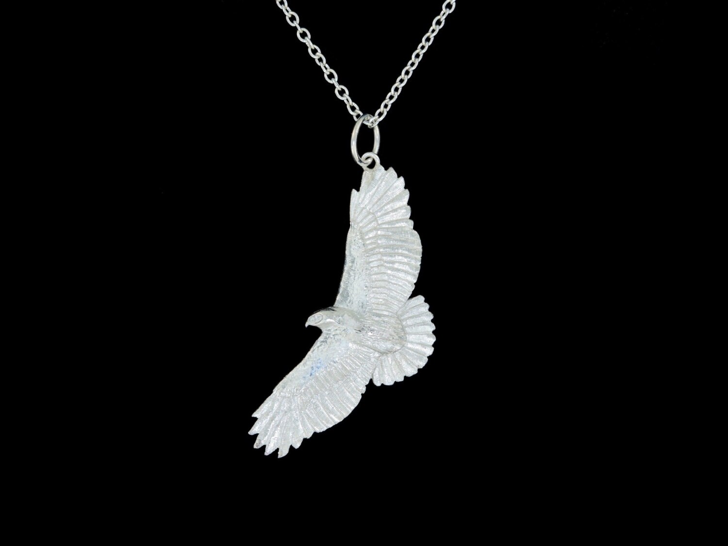 Sterling Silver Soaring Red Tailed Hawk Pendant or Necklace | Etsy