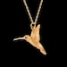 Small 14k Yellow Gold Hummingbird With AAA Ruby Eye Pendant or Necklace ...