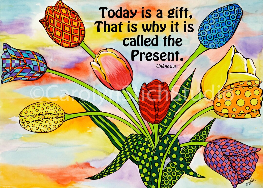 Today is a Present Matted Print and Greeting Card by Carolyn - Etsy