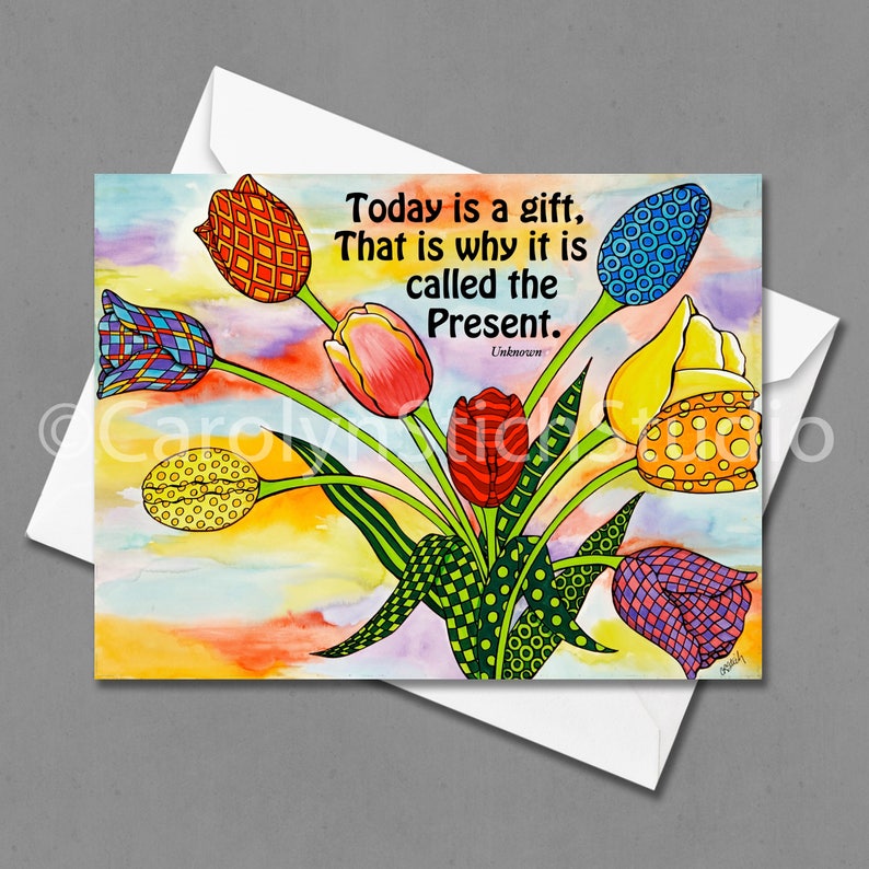Today is a Present Matted Print and Greeting Card by Carolyn - Etsy