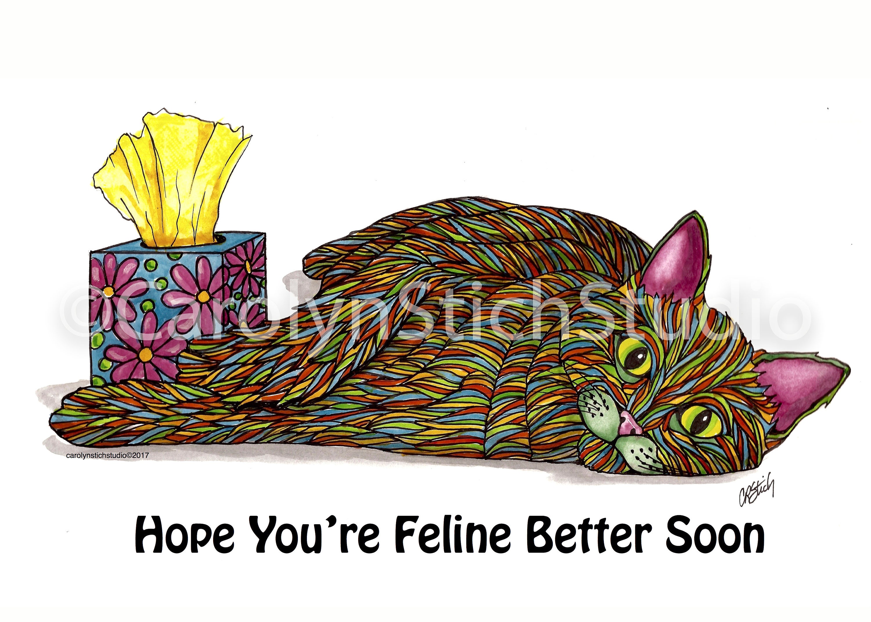 Feline Better Matted Print and Greeting Card by Carolyn - Etsy