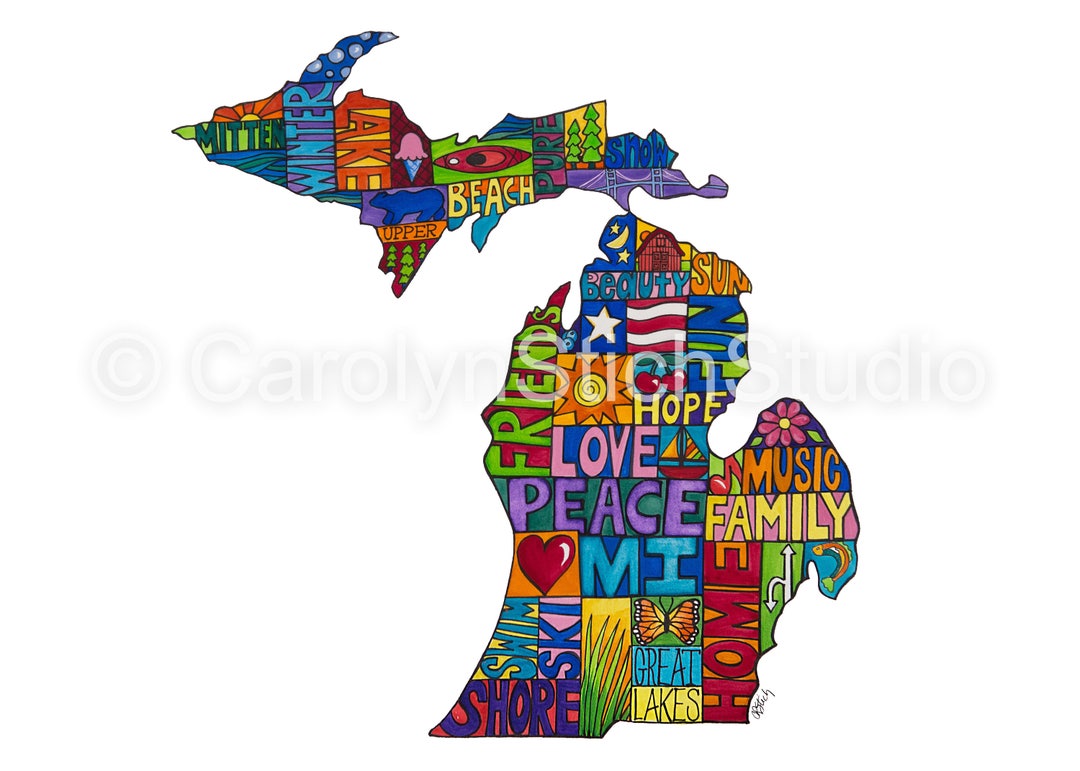 For the Love of Michigan - Matted Print and Greeting Card by Carolyn ...