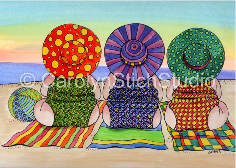 The Girls Catching Some Rays - Matted Print and Greeting Card by ...
