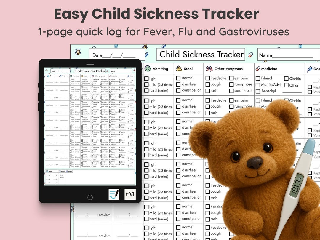 Printable Symptom Fever Medicine Tracker for Kids | Goodnotes ...