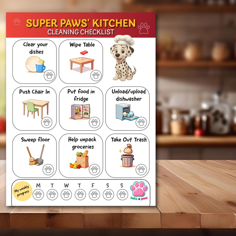 Puppy Visual Chore Chart – Cleaning Routine Cards for ADHD Kids Ages 4 ...