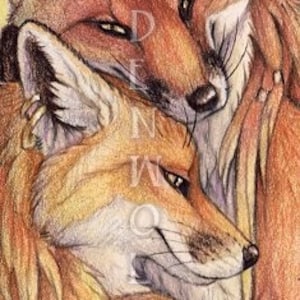 Loving Fox Couple Print - Etsy