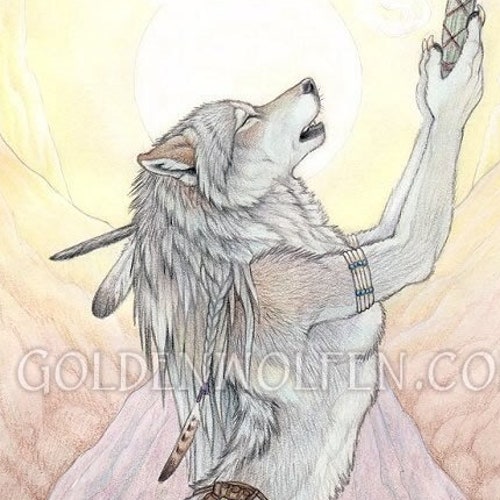 Howling Female Anthro Wolf Werewolf Print - Etsy
