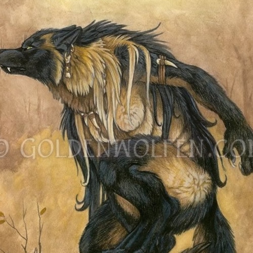 Werewolf on Alert With Crows Print - Etsy