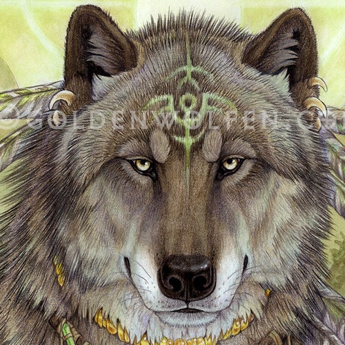 Native Anthro Wolf Shaman Print - Etsy