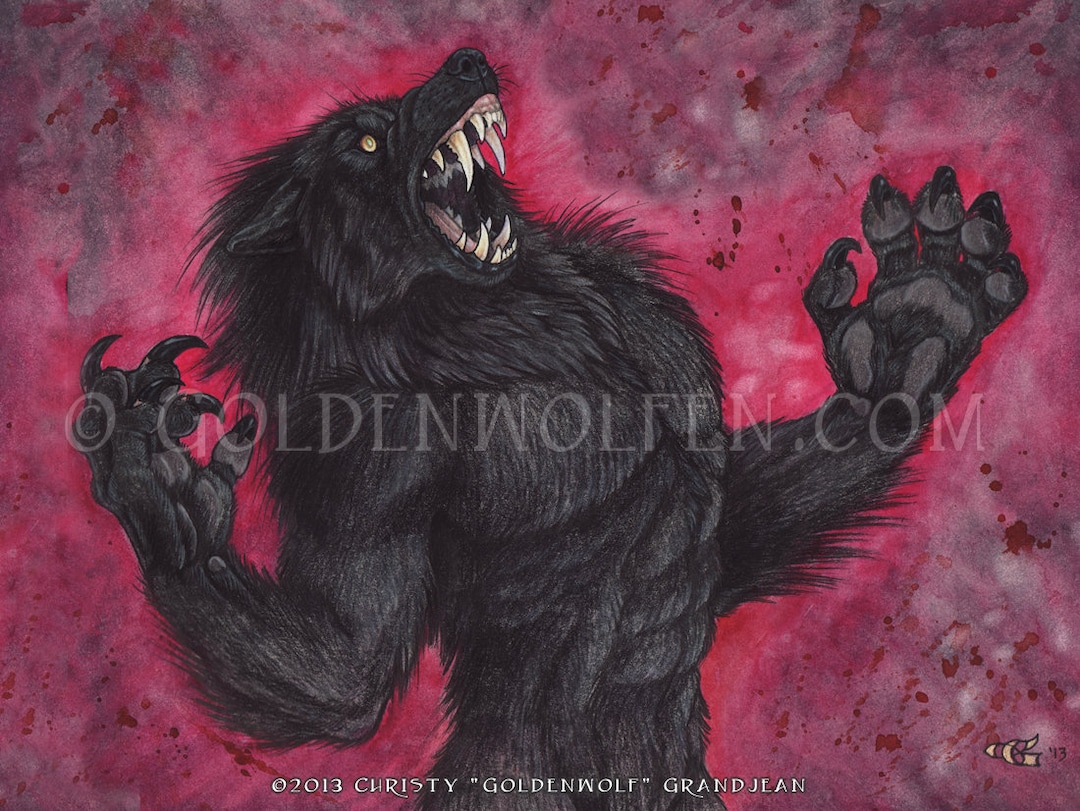 Werewolf Blood Red Rage Print - Etsy