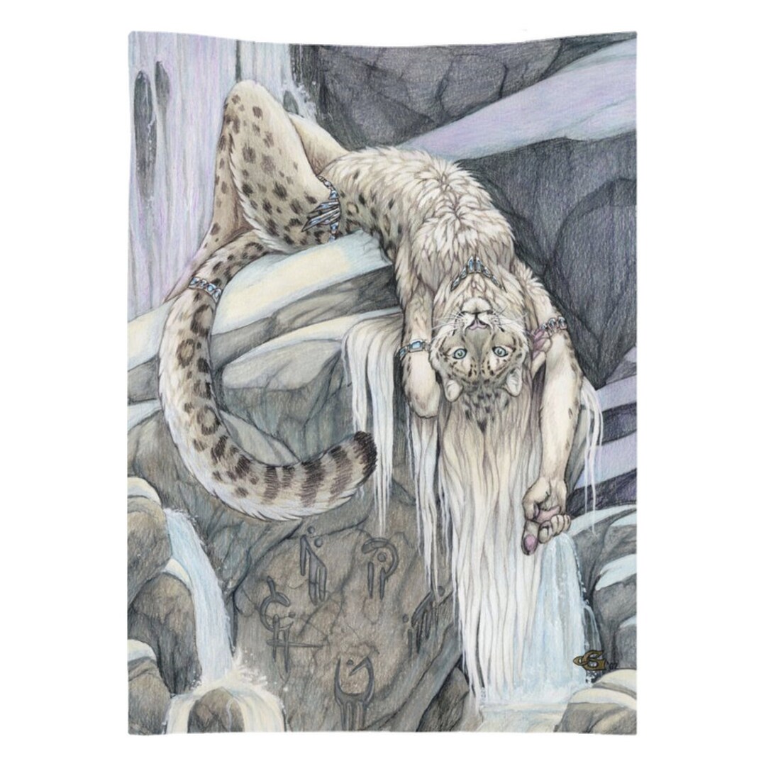Snow Leopard Waterfalls Tapestry - Etsy