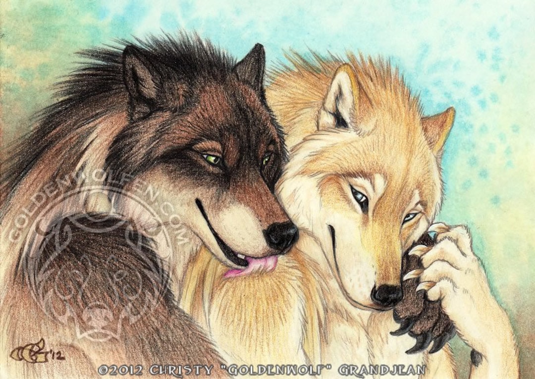 Male Anthro Wolf Gay Lovers Couple Print - Etsy