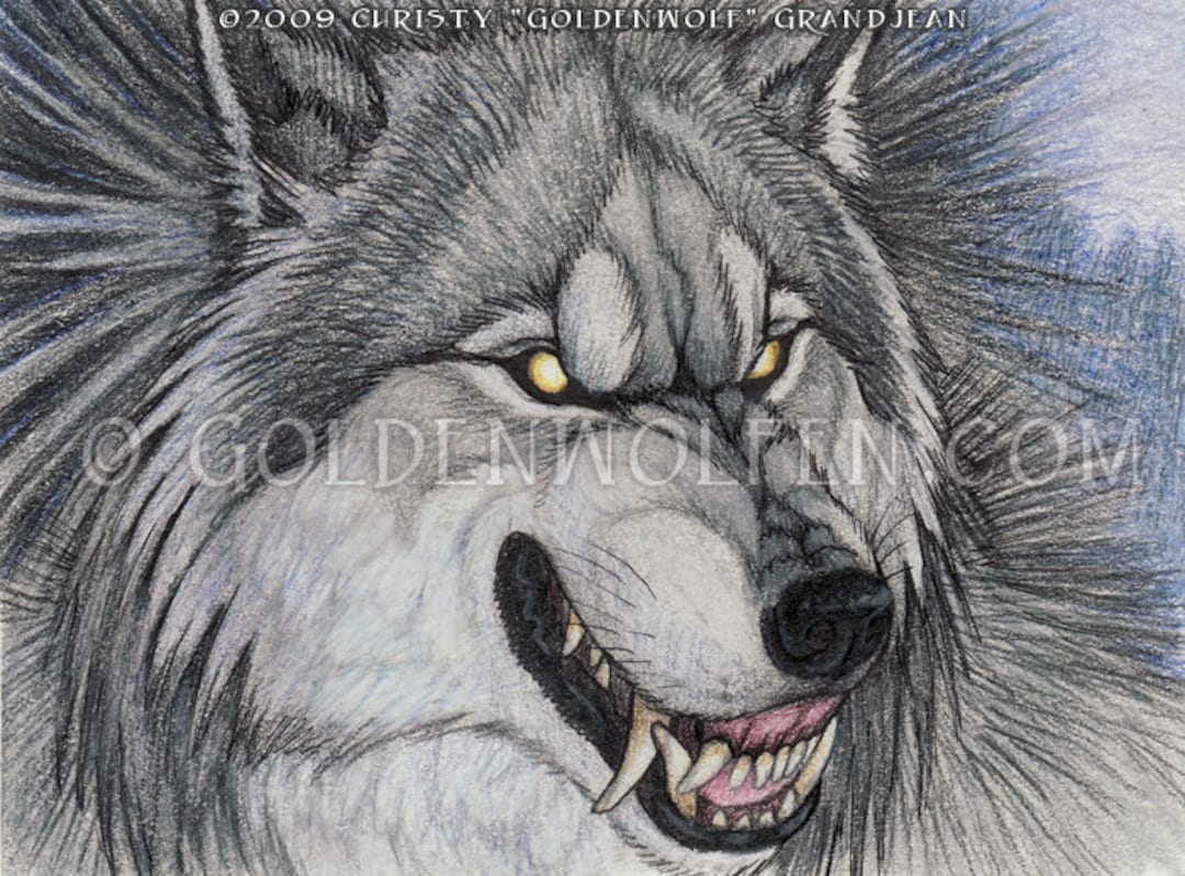 Snarling Silver Werewolf Miniprint - Etsy