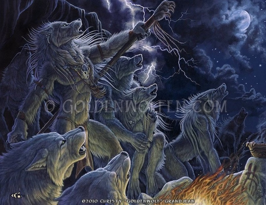 Werewolf Lycan Pack Calling in Storm Print - Etsy