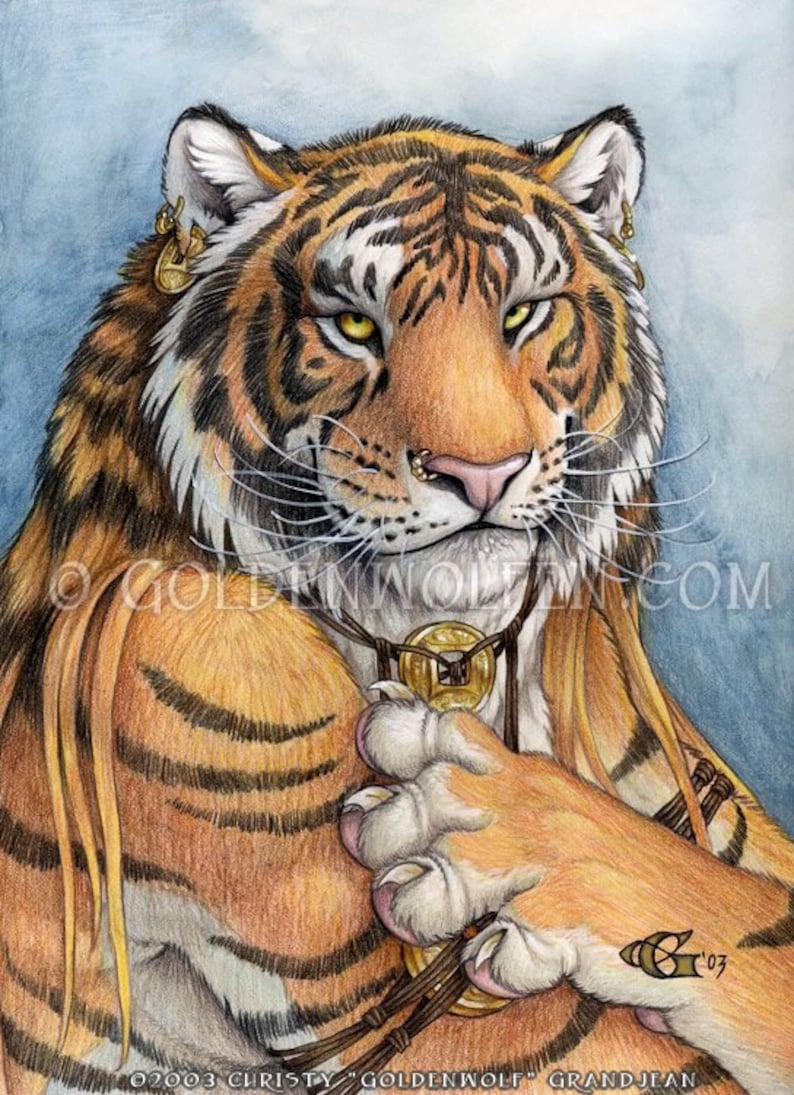 Tiger Man Portrait Print | Etsy