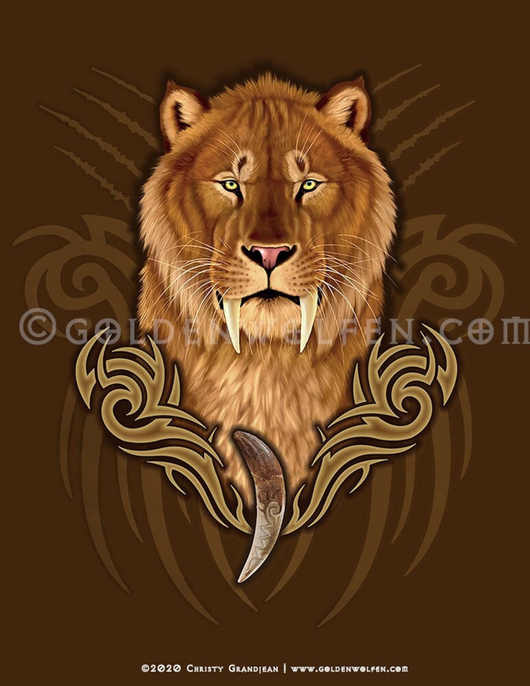 Smilodon Sabertooth Lion Tiger Cat Print - Etsy