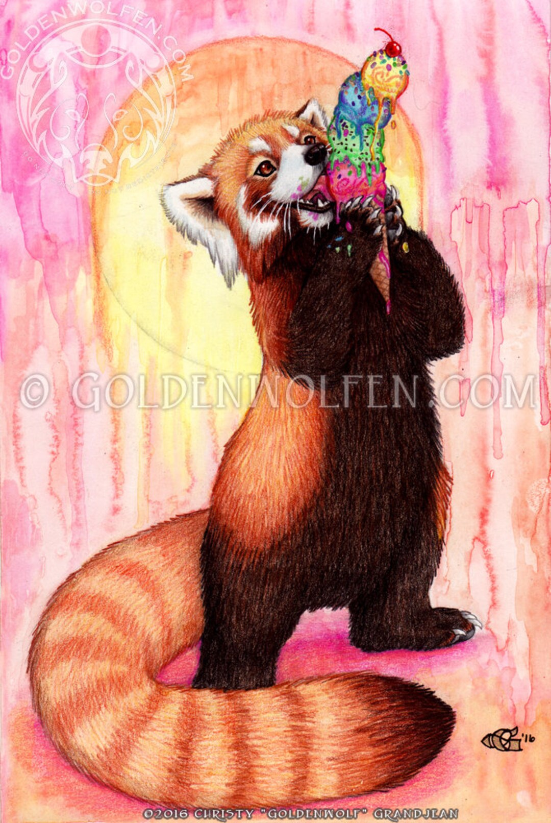 Red Panda Ice Cream Print - Etsy