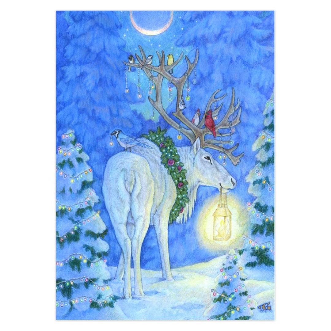 Caribou Reindeer Yule Solstice Christmas Holiday Cards - Etsy