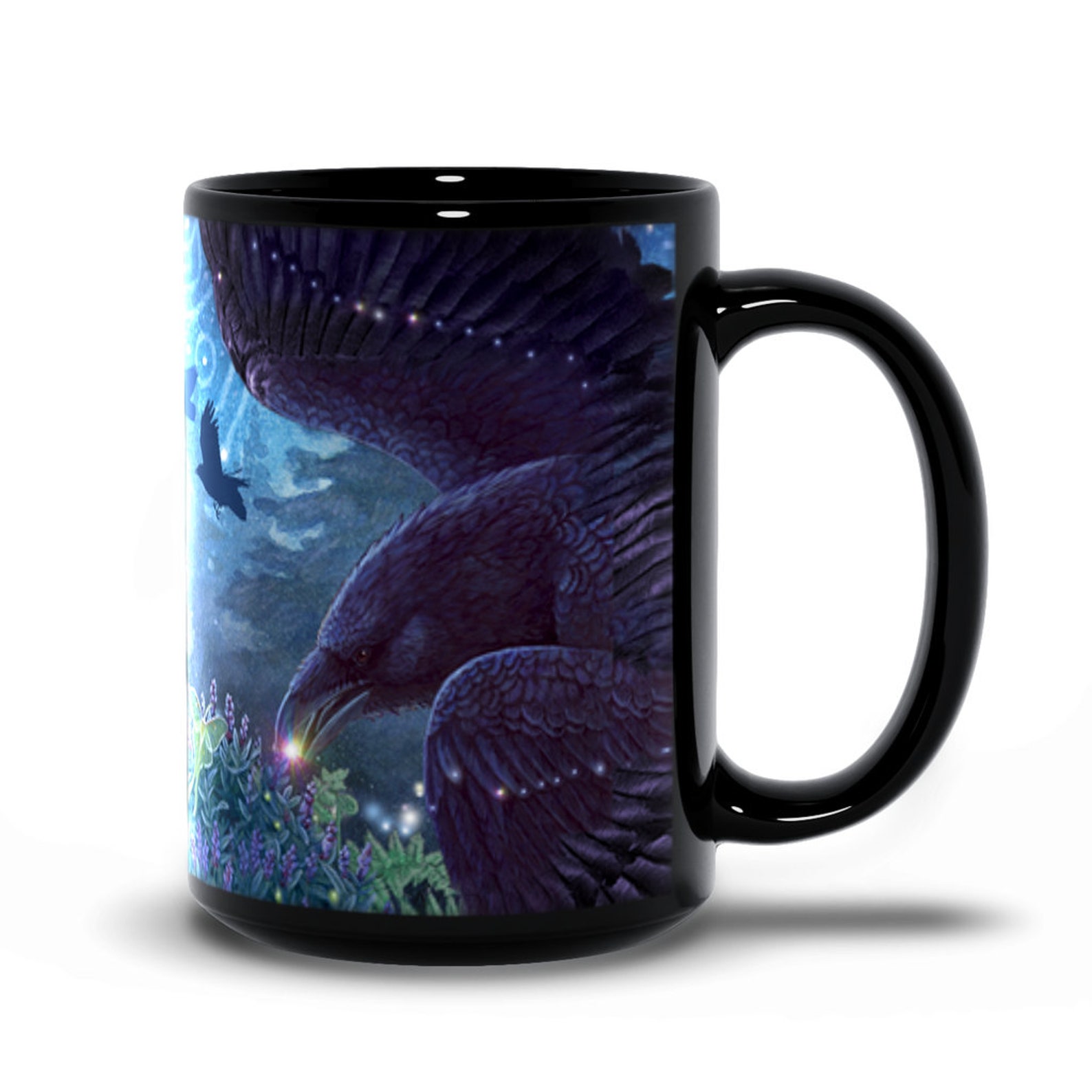 Starlight Raven Black Mug - Etsy