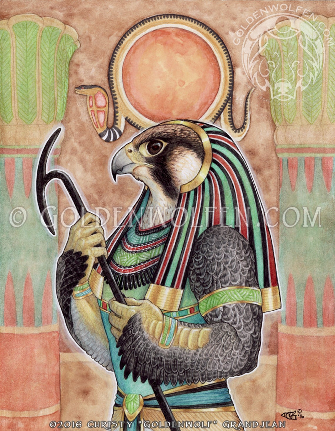 Egyptian Falcon-headed Sun God Ra Print | Etsy