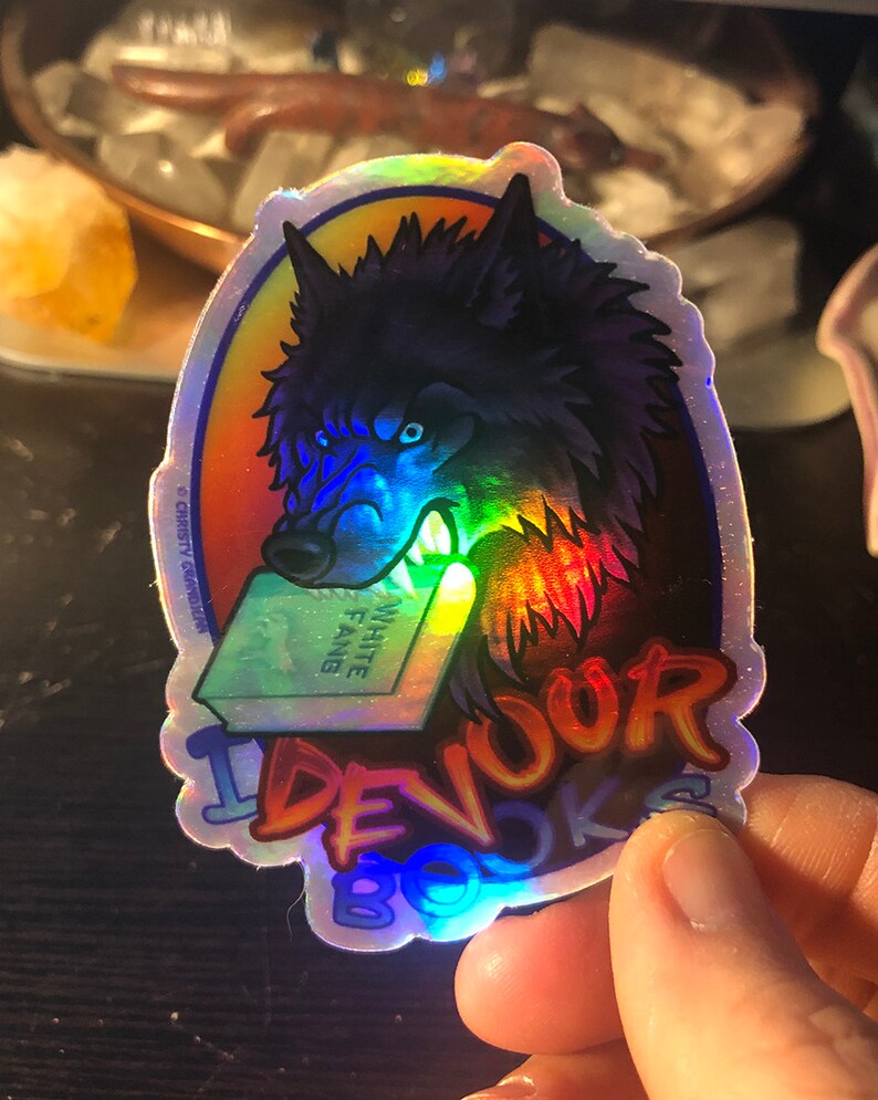 I Devour Books Werewolf Hologram Sticker - Etsy