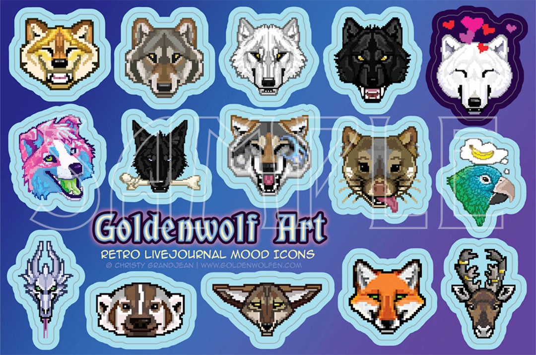 Goldenwolf Art Retro LJ Mood Icon Sticker Sheet - Etsy