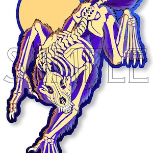 Glow in the Dark Werewolf Skeleton Halloween Spooky Sticker - Etsy