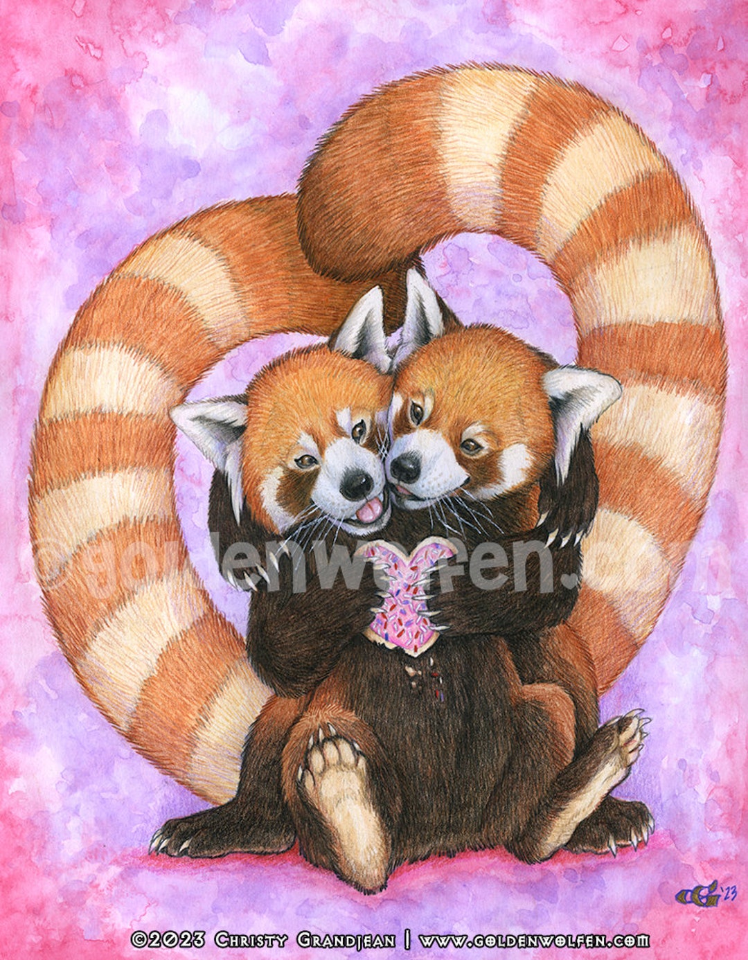 Cuddly Red Pandas Heart Cookie Valentines Print - Etsy