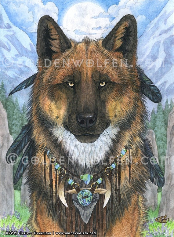 Aenocyon dirus Dire Wolf Shaman Print | Etsy